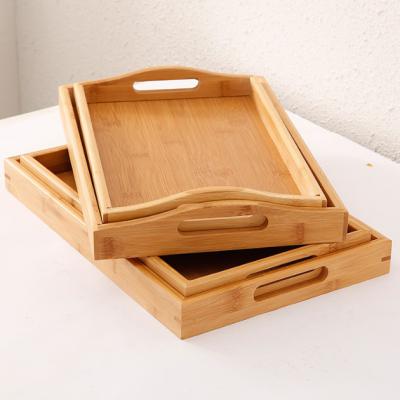 Cina Vassoi di legno della prima colazione per il cibo del vassoio servente di bambù del tavolino da salotto con le maniglie in vendita