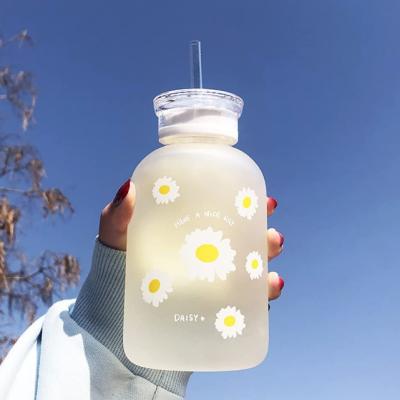 Cina 480ml Milk Juice Cute Water Bottle With Scale Portable Transparent in vendita
