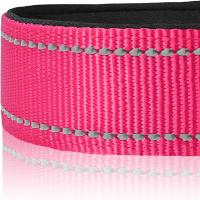 China Breathable Nylon Reflective Dog Collar Multicolor Adjustable 5 Sizes 8-28 Inch Neck for sale