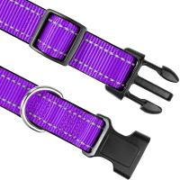 China Breathable Nylon Reflective Dog Collar Multicolor Adjustable 5 Sizes 8-28 Inch Neck for sale