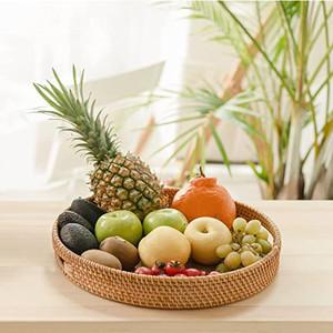 China Mão Multifunction - círculo tecido do Rattan que serve Tray Serving Basket com corte à venda