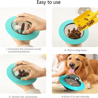 Cina Giallo Blu Plastica Pet Planet Giocattolo Palla Cane Disco Volante Pet Perdite Dispenser Palle Volanti in vendita