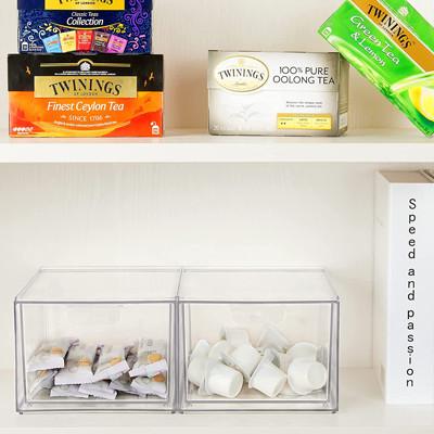 Cina Confezione da 2 cassetti impilabili per organizer per trucco, contenitori in plastica in vendita