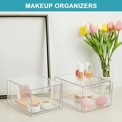 Cina Confezione da 2 cassetti impilabili per organizer per trucco, contenitori in plastica in vendita