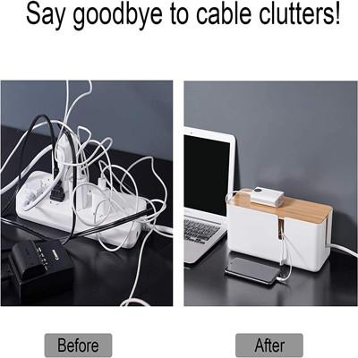 China Plastic Small Cable Management Box With Bamboo Lid for sale