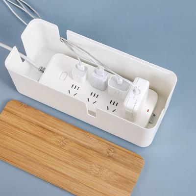 China Plastic Small Cable Management Box With Bamboo Lid for sale