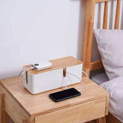 China Plastic Small Cable Management Box With Bamboo Lid for sale