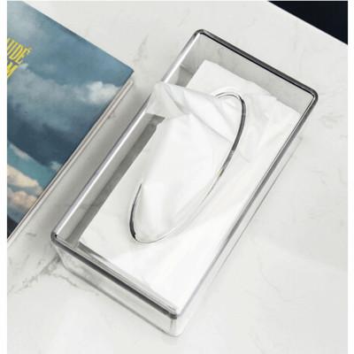 China Tenedores faciales de la caja de la servilleta del tejido del cuarto de baño de acrílico claro rectangular de la caja en venta