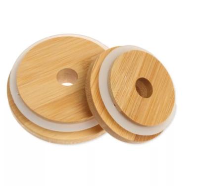 China Eletrodomésticos 70mm/86mm Mason Lids de bambu com selo Mason Caps de Straw Hole e do silicone à venda