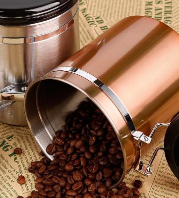 Cina scatola metallica essenziale di Tools Coffee Airtight di barista di acciaio inossidabile 500g con la valvola ed il cucchiaio di CO2 in vendita