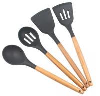 China 12-Piece Silicone Spatula Spoon Set with Bamboo Handles Kitchen Utensils 446°F Heat Resistant for sale