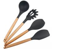 China 12-Piece Silicone Spatula Spoon Set with Bamboo Handles Kitchen Utensils 446°F Heat Resistant for sale