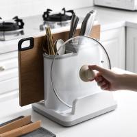 China Plastic 4 in 1 Kitchen Knife and Spoon Storage Rack with Detachable Drip Tray 30cm for sale