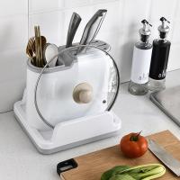 China Plastic 4 in 1 Kitchen Knife and Spoon Storage Rack with Detachable Drip Tray 30cm for sale