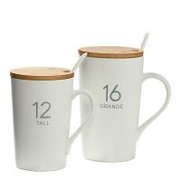 China Ceramic Custom Drinking Cups with Spoon 6oz White Sublimation Mugs for sale