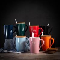 China Ceramic Custom Drinking Cups with Spoon 6oz White Sublimation Mugs for sale