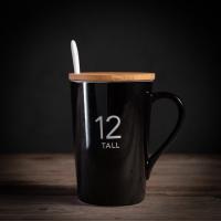 China Ceramic Custom Drinking Cups with Spoon 6oz White Sublimation Mugs for sale