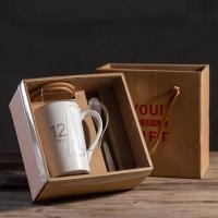 China Ceramic Custom Drinking Cups with Spoon 6oz White Sublimation Mugs for sale