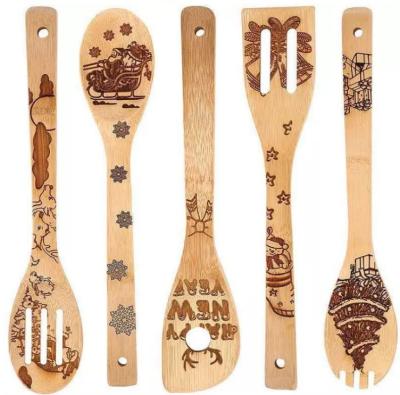 Cina Insieme di bambù a incisione laser della coltelleria degli utensili di bambù della cucina di Natale di Halloween in vendita
