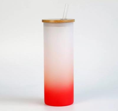 Cina bottiglia di acqua glassata su ordinazione di pendenza delle tazze beventi di sublimazione 18oz con il coperchio di bambù in vendita
