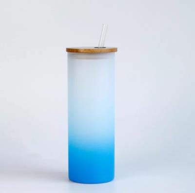 Cina bottiglia di acqua glassata su ordinazione di pendenza delle tazze beventi di sublimazione 18oz con il coperchio di bambù in vendita