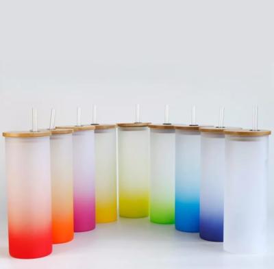 Cina bottiglia di acqua glassata su ordinazione di pendenza delle tazze beventi di sublimazione 18oz con il coperchio di bambù in vendita