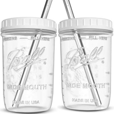 中国 広い口ガラスの茶わら16oz 24ozが付いている再使用可能なスムージーのコップ 販売のため