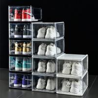 China ODM Dustproof Clear Plastic Shoe Organizer Drawer Rack Transparent Stackable 4 Pack for sale