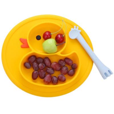 Cina Non slitti i piatti gialli di Duck Silicone Divided Plate Toddler in vendita