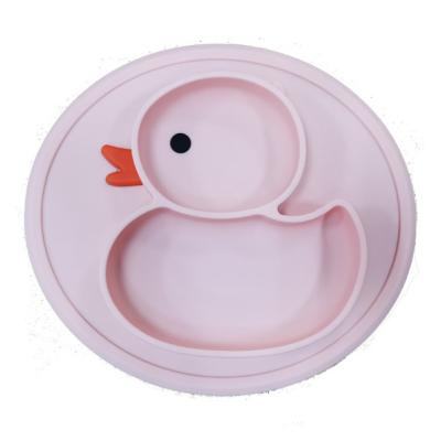 Cina Non slitti i piatti gialli di Duck Silicone Divided Plate Toddler in vendita