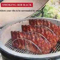 China Stainless Steel BBQ Rib Rack Holder 38.5x25x12 cm Nonstick Grilling Steak Rack for sale
