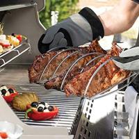 China Stainless Steel BBQ Rib Rack Holder 38.5x25x12 cm Nonstick Grilling Steak Rack for sale