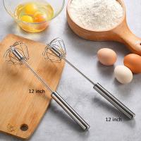 China Stainless Steel Semi Automatic Egg Beater 12 Inch Hand Push Mixer Kitchen Tool for sale