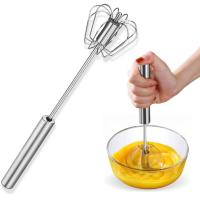 China Stainless Steel Semi Automatic Egg Beater 12 Inch Hand Push Mixer Kitchen Tool for sale