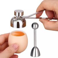 China Stainless Steel Egg Cracker Topper 11x3.4x4cm Egg Opener Tool for Soft Hard Boiled Eggs for sale
