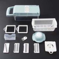 China 10 in 1 Multifunctional Vegetable Cutter Slicer Chopper with Hand Guard Stainless Steel Blades for sale