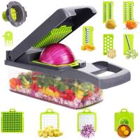 China 10 in 1 Multifunctional Vegetable Cutter Slicer Chopper with Hand Guard Stainless Steel Blades for sale