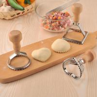 China Ravioli Stamp Maker Cutter with Roller Wheel Set Aluminum Wood 2x2x4 Inches for sale
