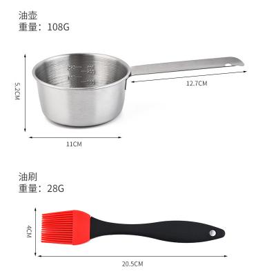 Cina Silicone della casseruola del vaso della salsa barbecue di acciaio inossidabile che unge set di pennelli in vendita