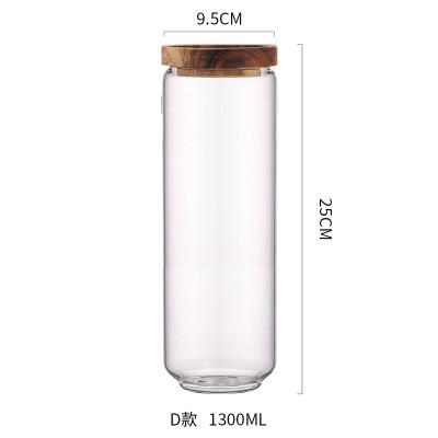 China recipiente de armazenamento de vidro do alimento de 700ml 1000ml 1300ml com a tampa de madeira hermética à venda