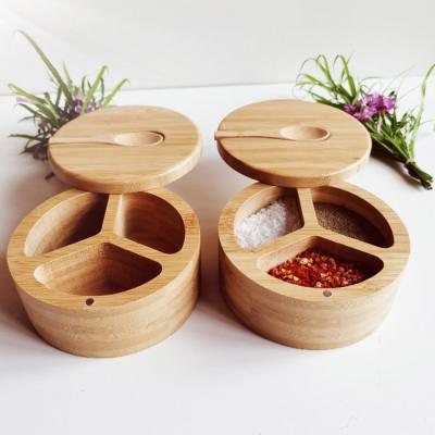China Kruid en van het Kruidenbamboe Keukengerei Zoute Doos met Lepel Te koop