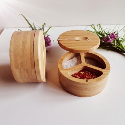 China Kruid en van het Kruidenbamboe Keukengerei Zoute Doos met Lepel Te koop