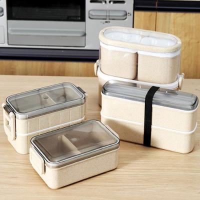 Cina Stile giapponese del grano della scatola sostenibile di Straw Plastic Multi Compartment Lunch in vendita