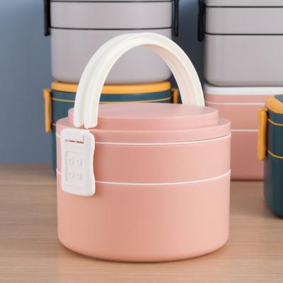 Cina Scatola di pranzo di plastica del compartimento di doppio strato multi Bento With Spoon 1000ml 1400ml in vendita