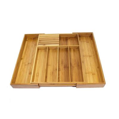 Cina Organizzatore di bambù estensibile Tray della coltelleria del cassetto dell'argenteria degli utensili della cucina in vendita