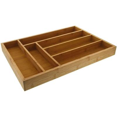 Cina Organizzatore regolabile Divider di Tray Bamboo Kitchen Utensil Drawer di stoccaggio della coltelleria in vendita