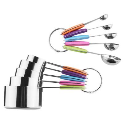 China tazas y cucharas de medición de acero inoxidables 10pcs fijadas para cocinar y cocer en venta