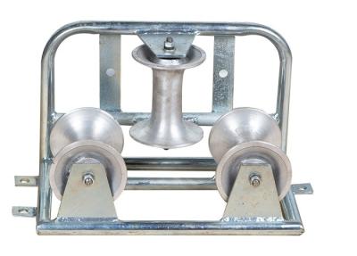 China Galvanized Triple Cable Pulling Rollers , Aluminum Cable Corner Roller for sale