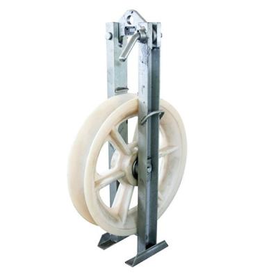 China Single Wheel Conductor Stringing Blocks Hook Plate Nylon Sheave Material for sale