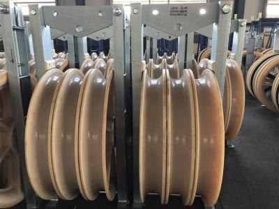 China 80kN Nylon Sheave Transmission Line Conductor Stringing Blocks OD660mm for sale